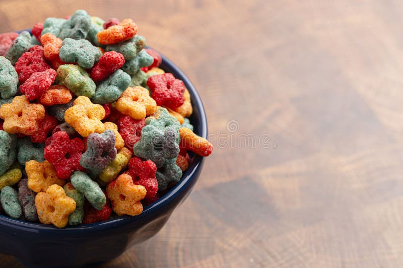 Sweet Rainbow Star Shaped Fruit Flavored Breakfast Cereal Stock Photo ...