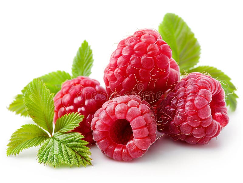 Sweet Raspberry with Green Leaves. Generative Ai Stock Illustration ...