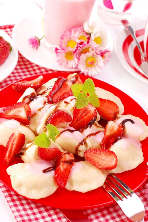 Sweet Ravioli with Strawberry Stock Photo - Image of stuffed, boiled ...