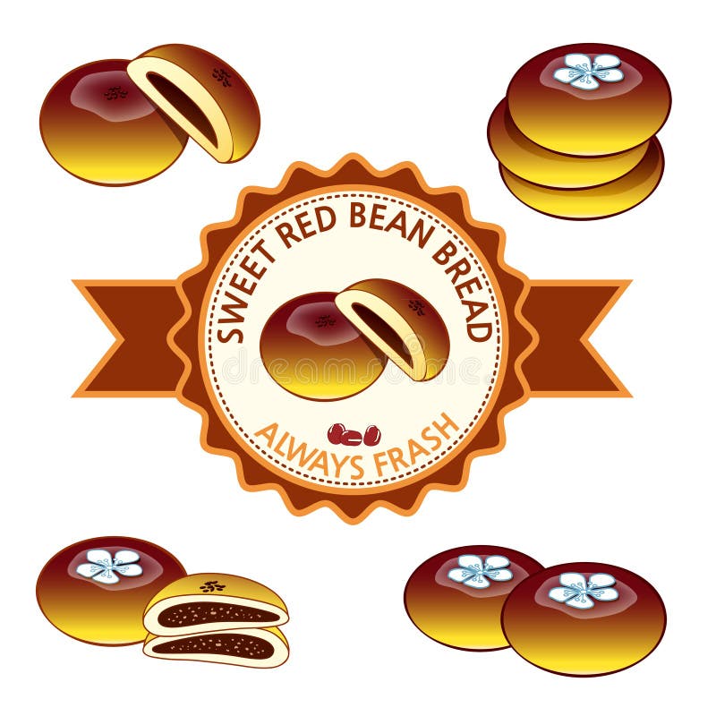 Sweet red bean bread stock illustration. Illustration of confectionery ...