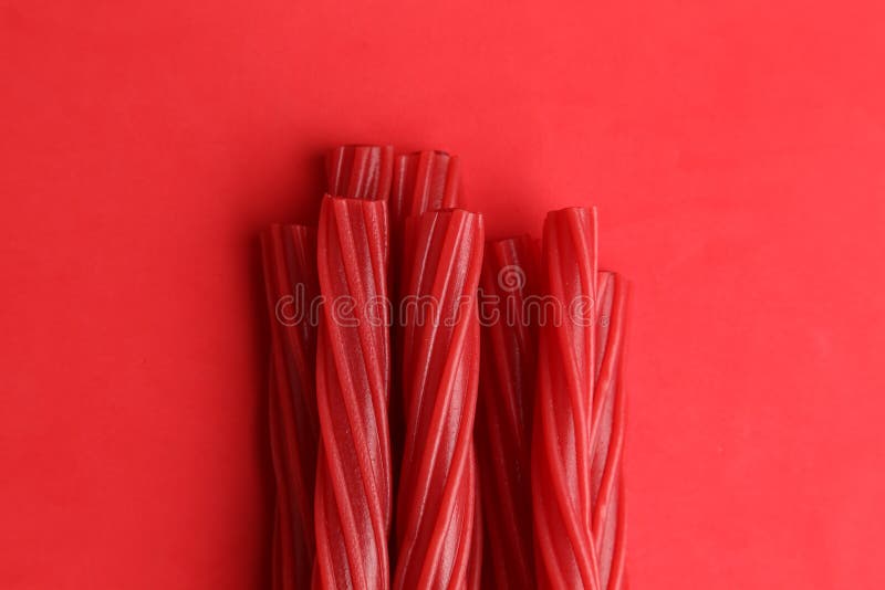 Sweet Red Candies on the Red Surface Stock Image - Image of tasty ...