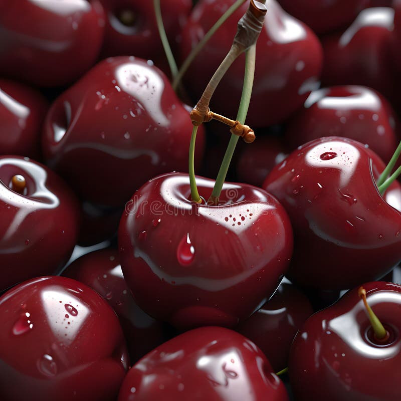 Sweet Red Cherrys are Delicate, Ai-generatet Stock Illustration ...