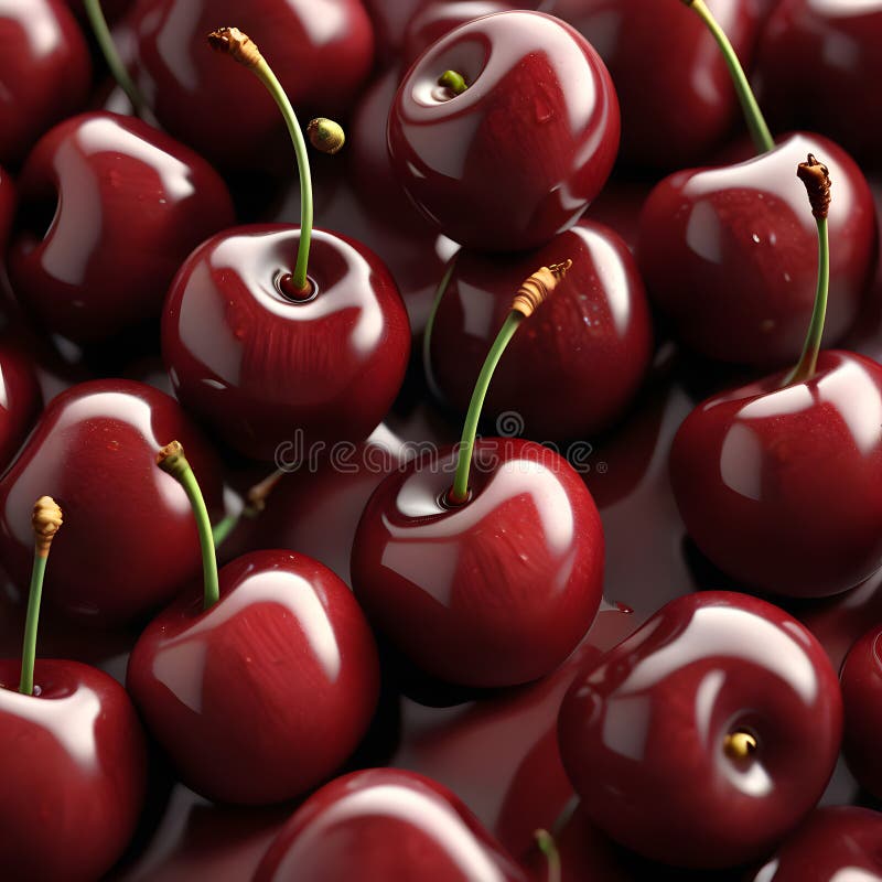 Sweet Red Cherrys are Delicate, Ai-generatet Stock Illustration ...