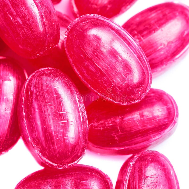 Sweet Red Hard Candies Isolated on White Background Close Up. Stock ...