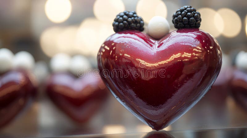Sweet Red Heart-shaped Cakes and Chocolate Cupcakes Stock Photo - Image ...