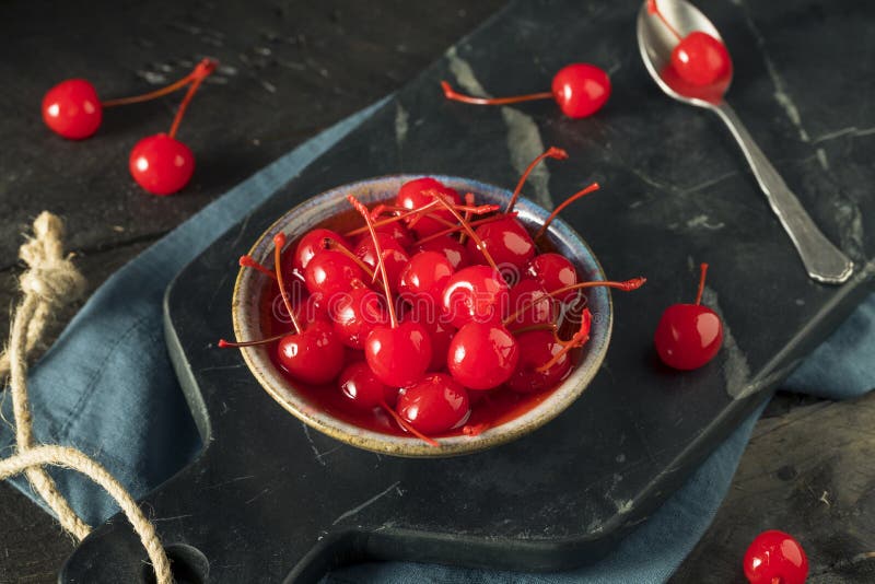 Sweet Red Maraschino Cherries Stock Image - Image of indulgence ...
