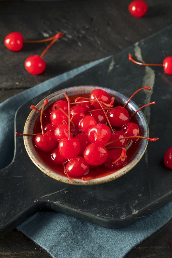 Sweet Red Maraschino Cherries Stock Image - Image of indulgence ...