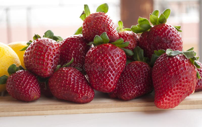 The Sweet Red Strawberry, on the Kitchen Table Stock Photo - Image of ...