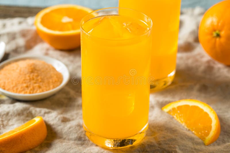 Sweet Refreshing Powdered Orange Drink Stock Photo - Image of yellow ...