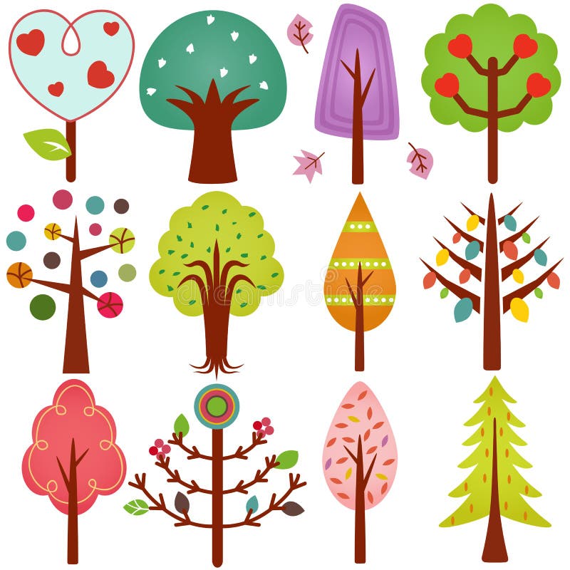 Retro Trees stock illustration. Illustration of leaf - 18925379