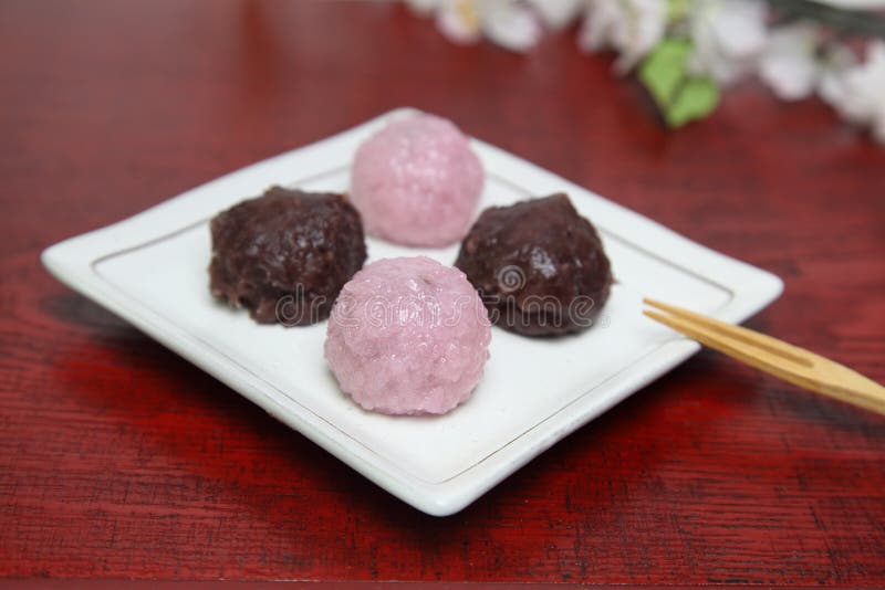 Sweet Rice Ball with Sweetened Red Beans Stock Photo - Image of ...