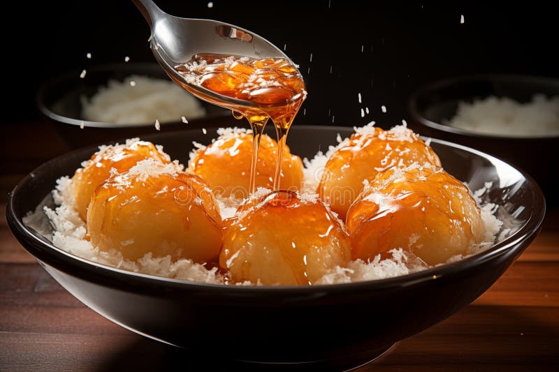 Sweet Rice Balls Served in a Warm, Sugary Syrup Stock Illustration ...
