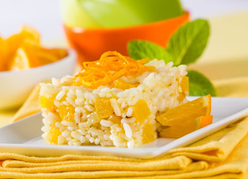 Sweet rice with orange stock photo. Image of recipe, rice - 81341920
