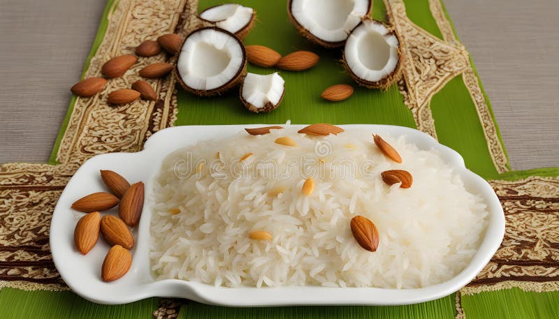 Sweet Rice Pakistani Dish Served with Almonds Stock Illustration ...