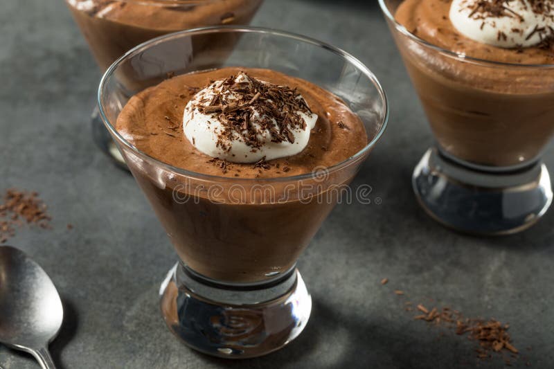 Sweet Rich Chocolate Mousse Dessert Stock Photo - Image of milk, spoon ...
