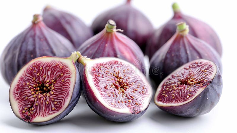 Freshly Cut Figs Display Vibrant Colors and Unique Textures on a Bright ...