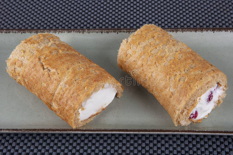 Sweet Roll Cake with Slice. Banana Roll Cake Stock Image - Image of ...