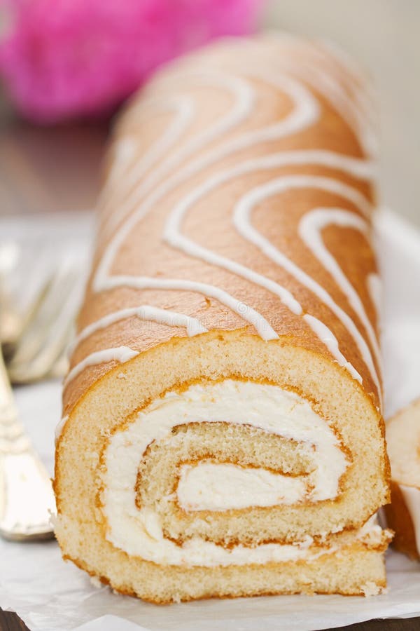 Sweet roll stock image. Image of cream, wood, filled - 73386247