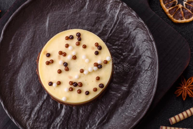 Sweet Round Tart Three Chocolates Stock Photo - Image of souffle, piece ...