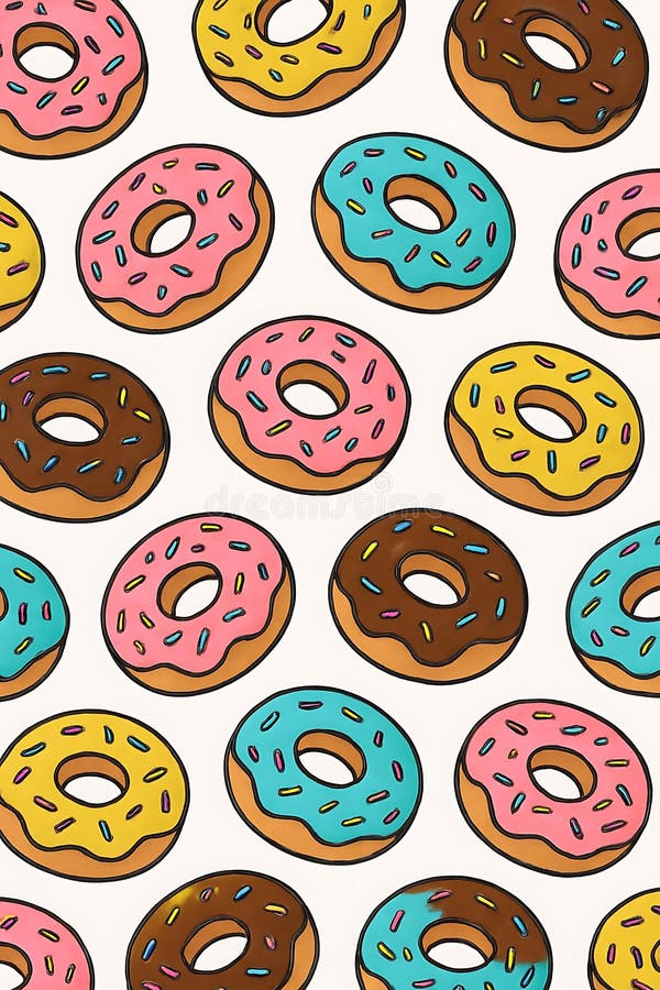 Sweet Seamless Donut Pattern: Colorful Glazed Desserts with Sprinkles ...