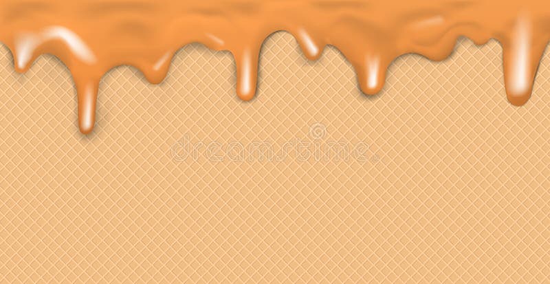 Sweet Seamless Panoramic Ice Cream Pattern with Dripping Caramel Icing ...