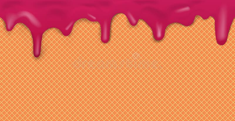 Sweet Seamless Panoramic Ice Cream Pattern with Dripping Dark Chocolate ...