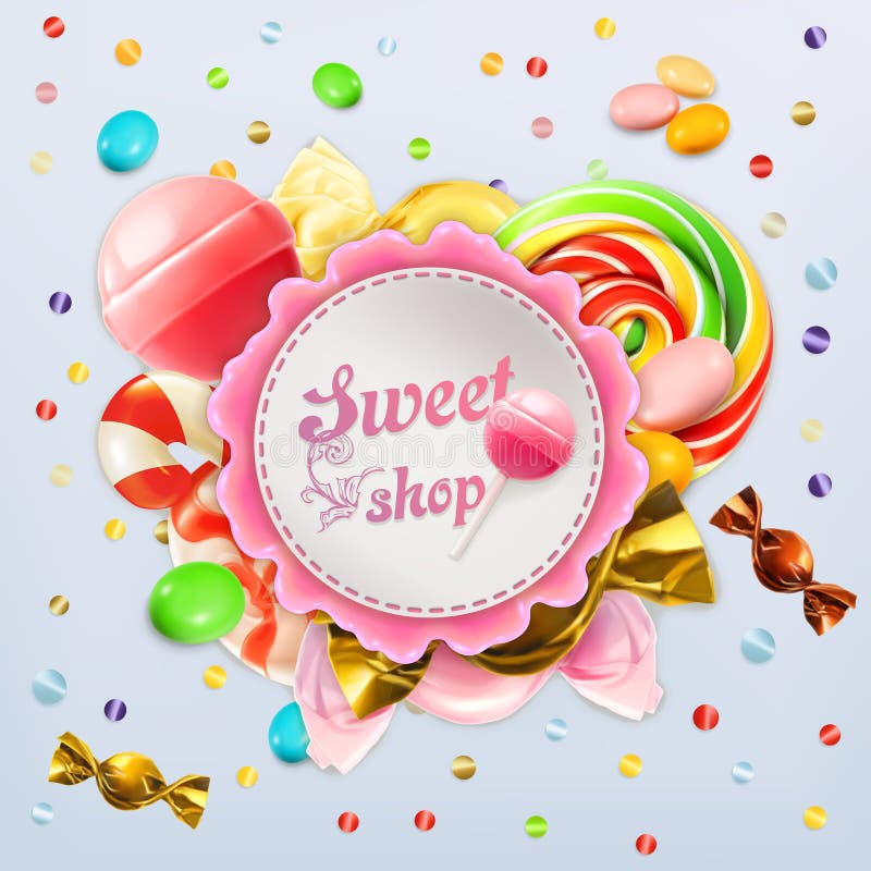 Sweet Shop Candy Vector Label Stock Vector - Illustration of taste ...
