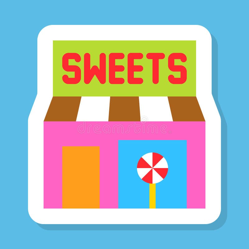 Sweet Shop Sticker Vector, Isolated Flat Stye Icon Stock Vector ...