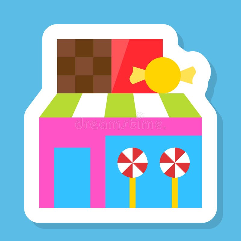 Sweet Shop Sticker Vector, Isolated Flat Stye Icon Stock Vector ...