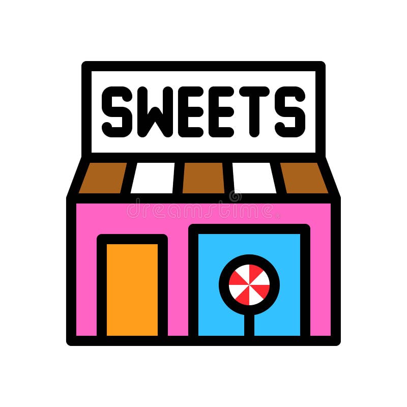 Sweet Shop Vector Illustration, Filled Style Icon Editable Outline ...