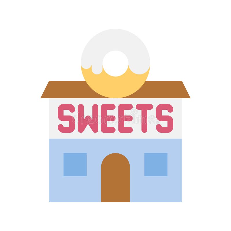 Sweet Shop Vector Illustration, Isolated Line Stye Icon Stock Vector ...