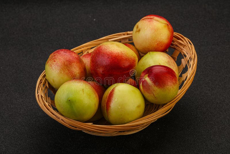 Sweet Small Nectarines in the Basket Stock Image - Image of delicious ...