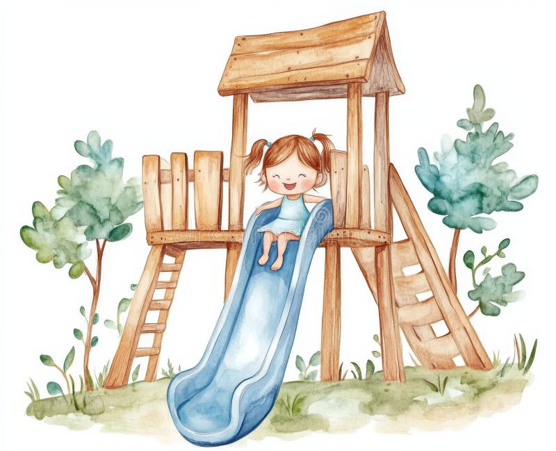 A Sweet Snapshot of Children Sliding Down a Slide at a Playground ...