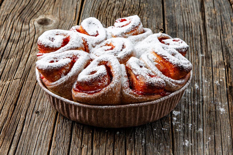 Sweet Soft Puff Pastry Bun with Custard, Raisins and Chocolate Bakery ...