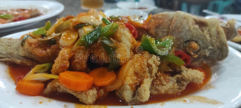 Chinese Style Fish with Sweet and Sour Sauce Stock Image - Image of ...