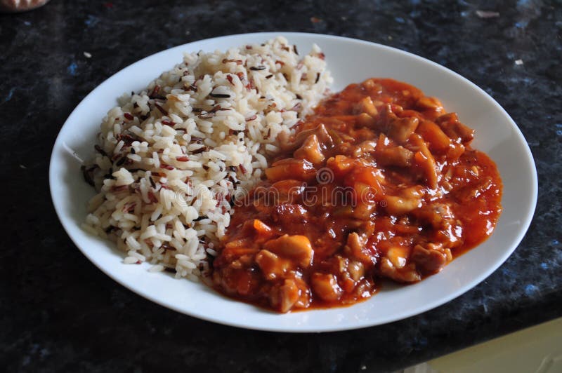 Sweet and Sour Main Dish with Mixed Rice Stock Photo - Image of sauce ...
