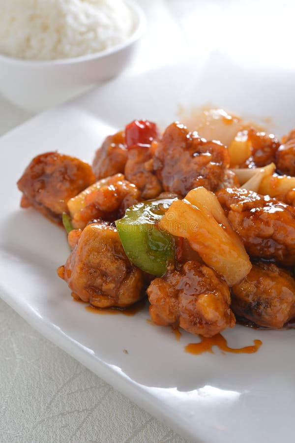 Sweet and sour pork stock image. Image of cuisine, green - 70732287