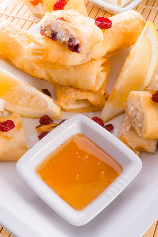 Sweet spring rolls stock image. Image of gastronomy, fresh - 28059303