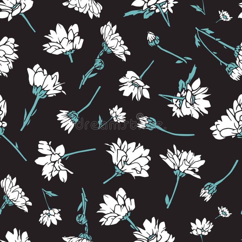 Sweet Pea and Spring Leaves Seamless Pattern Isolated on White ...