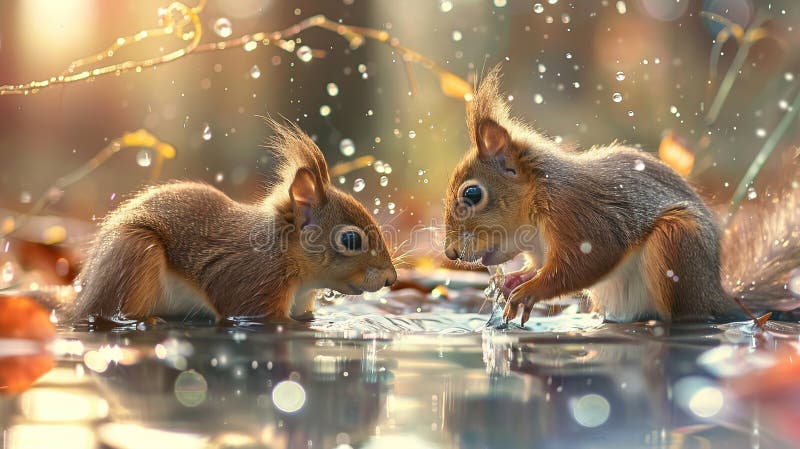 Squirrels Sharing Sips Stock Illustrations – 4 Squirrels Sharing Sips ...