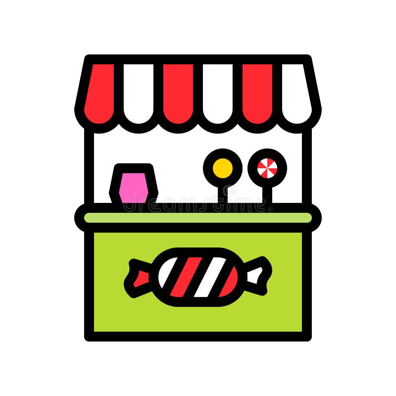 Sweet Stall Sticker Vector, Isolated Flat Stye Icon Stock Vector ...