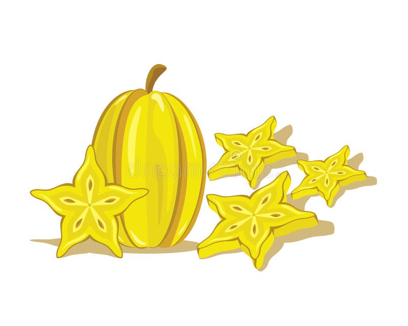 Sweet Star Fruit Vector Design. Star Fruit Whole and Slices Stock ...