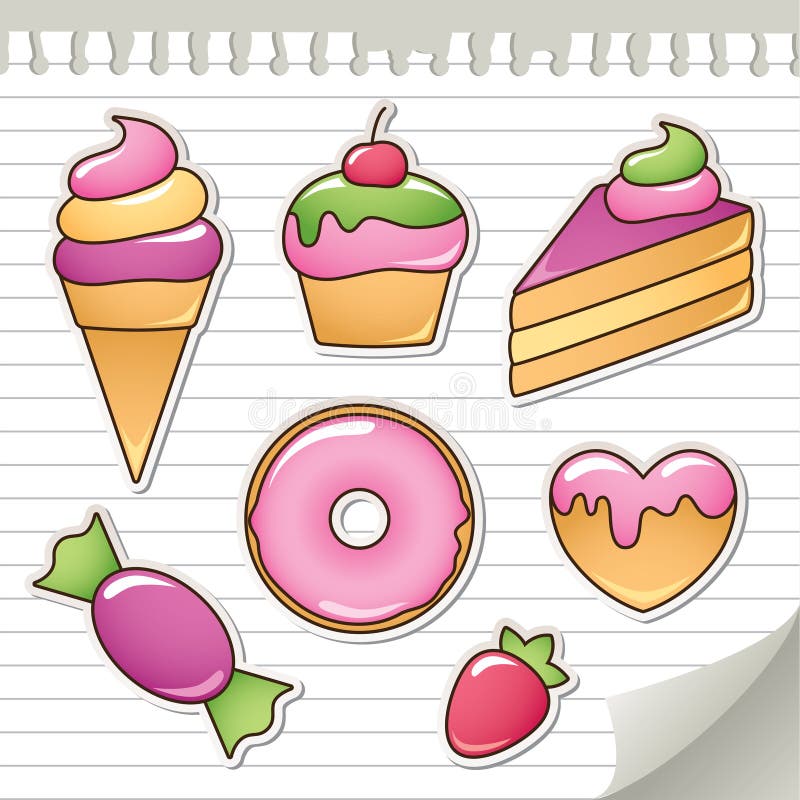 Sweet stickers stock vector. Illustration of collection - 24746197