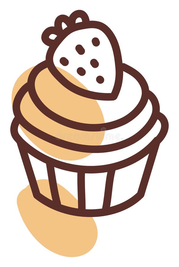 Sweet Strawberry Cupcake Icon Stock Vector Illustration Of Doodle