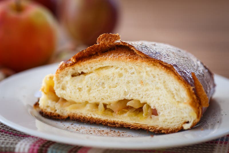 Sweet strudel with apples stock photo. Image of dough - 37052832