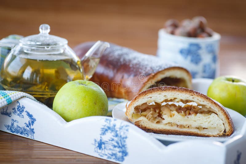 Sweet strudel with apples stock image. Image of dessert - 37517775