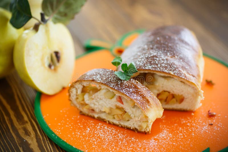 Sweet Strudel Stuffed with Quince Stock Photo - Image of dessert ...