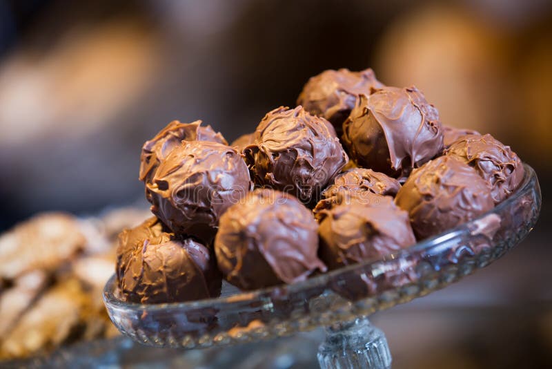 Small Iced Chocolates at Display Stock Photo - Image of eating, filled ...