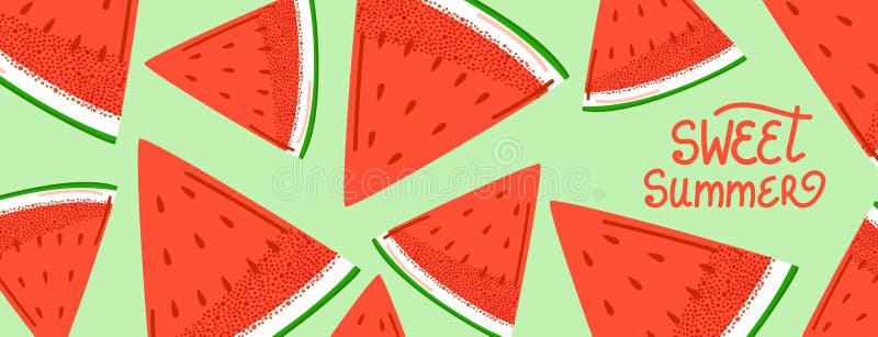 Sweet Summer. Minimalistic Abstract Pattern Watermelon Slice on Green ...