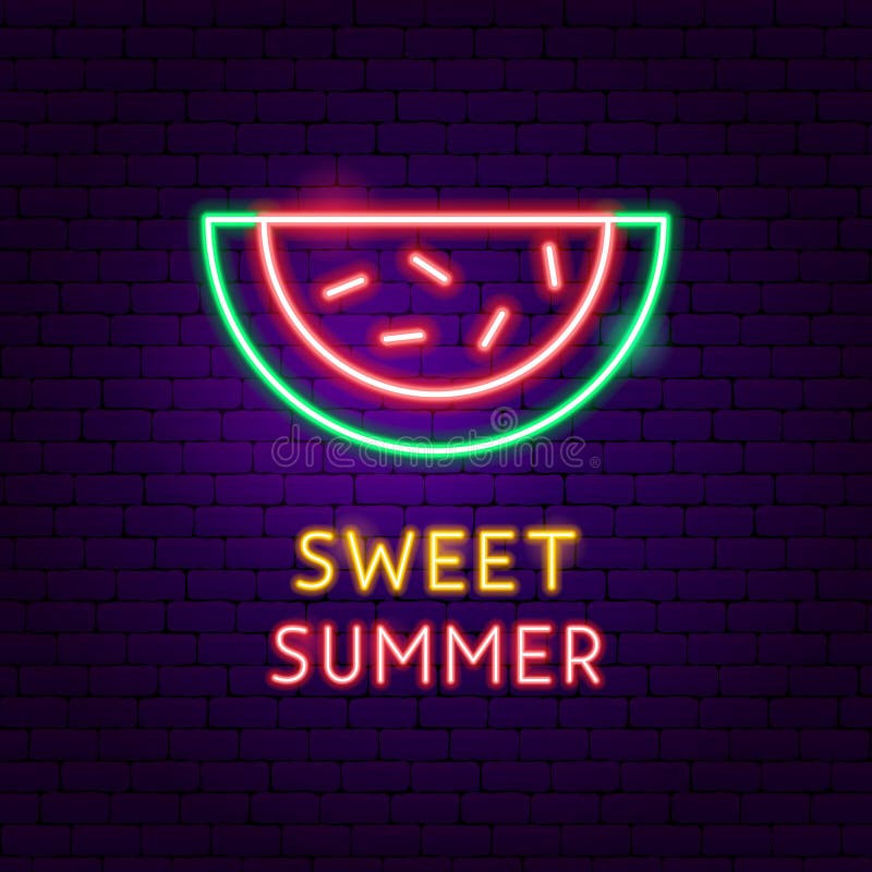 Sweet Summer Neon Label stock vector. Illustration of icon - 145701040